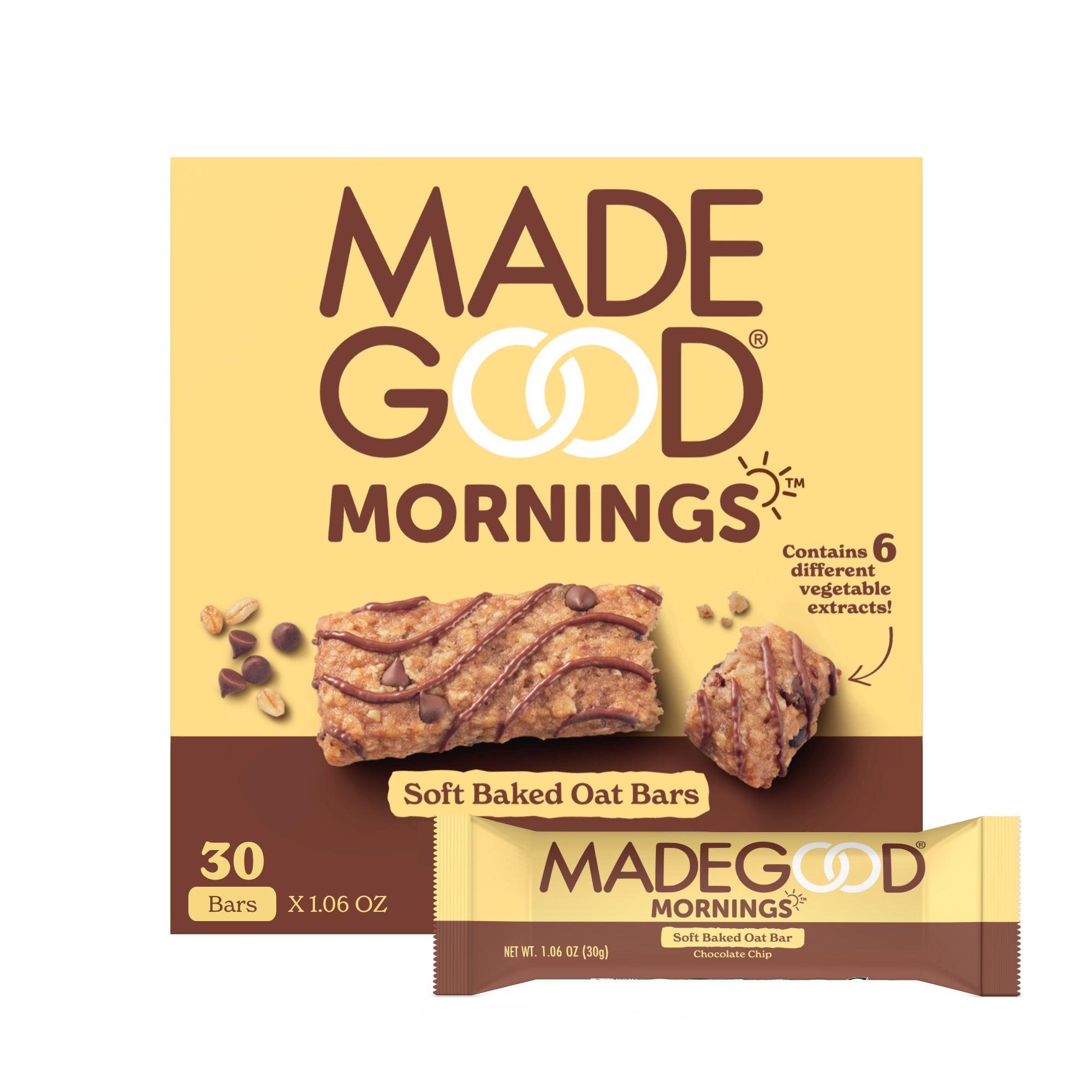 MadeGood Mornings Chocolate Chip Soft Baked Bars | Organic, non-GMO ...