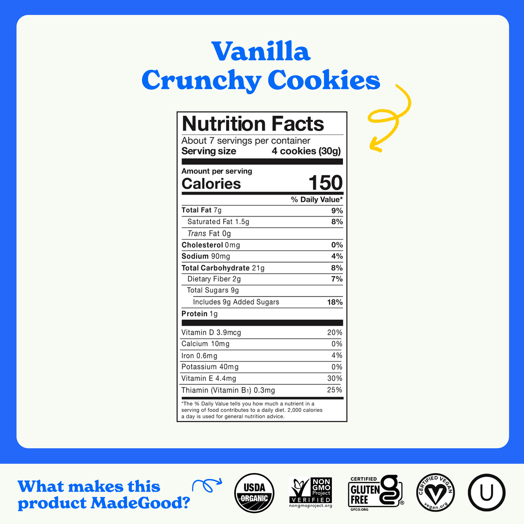 NEW! MadeGood Vanilla Crunchy Cookies | Organic, non-GMO ...