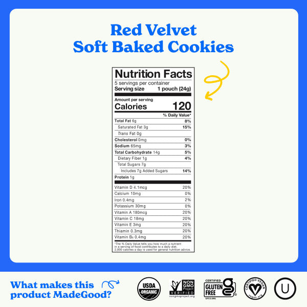 MadeGood Red Velvet Soft Baked Mini Cookies | Organic, non-GMO Snacks ...